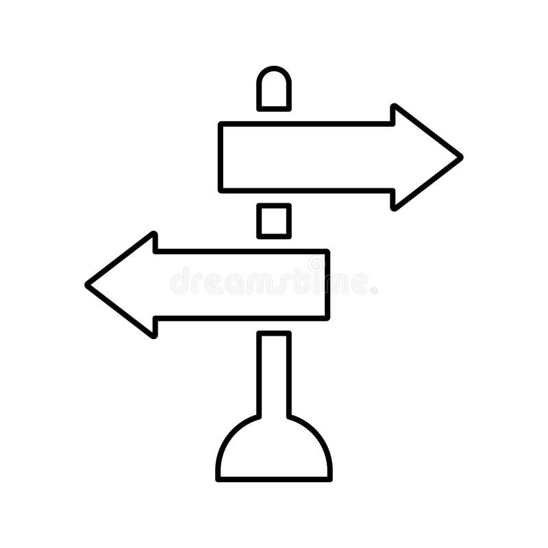 Direction Sign Outline Icon. Line Art Vector Stock Illustration ...