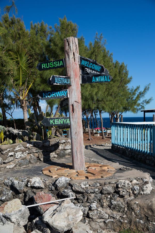 Direction Sign on a Promontory on the North Point Stock Photo - Image ...