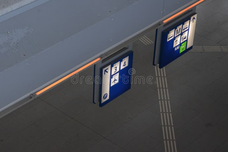 Direction Sign at the Rai Train Station at Amsterdam the Netherlands 29 ...