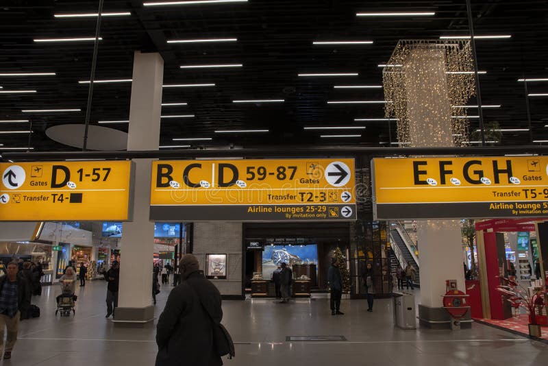 Direction Sign at Schiphol Airport the Netherlands 7-12-2019 Editorial ...