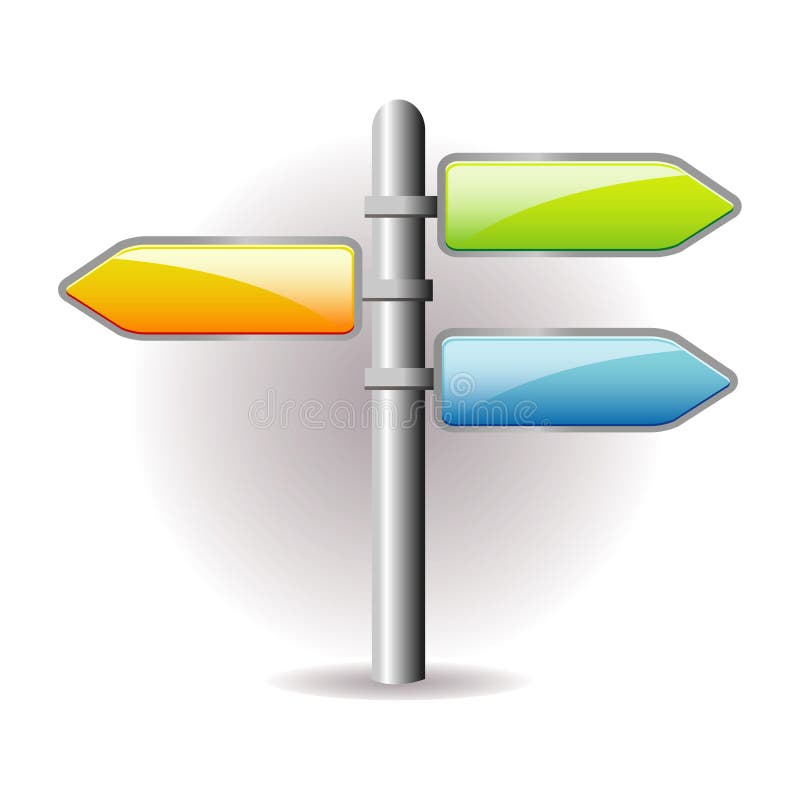 Direction sign with shadow stock vector. Illustration of yellow - 14492245