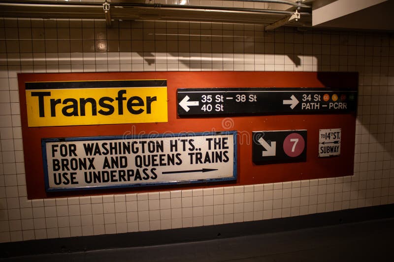 Direction Sign at an Underground Subway Station in New York Editorial ...