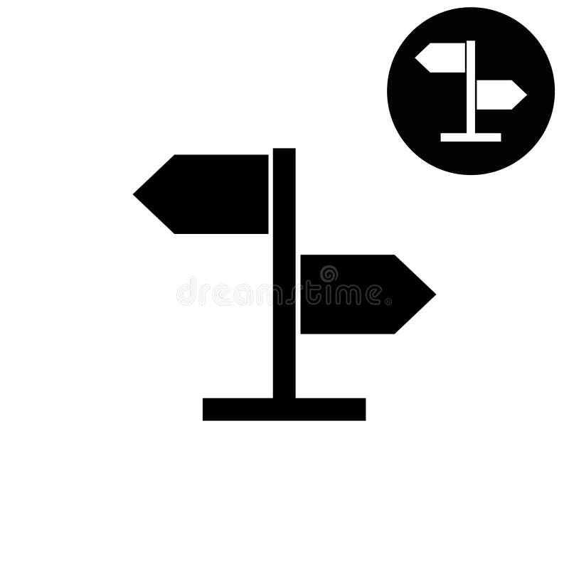 Direction Sign - White Vector Icon Stock Vector - Illustration of ...