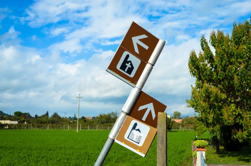 Direction Signal To the Bearest Church Stock Photo - Image of time ...