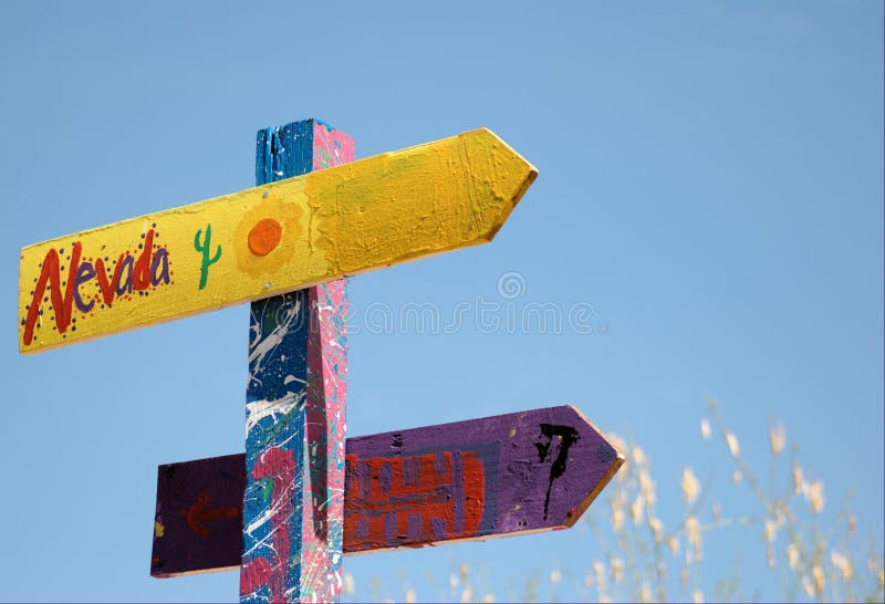 Direction Signs in a Childrens Playground Stock Photo - Image of ...