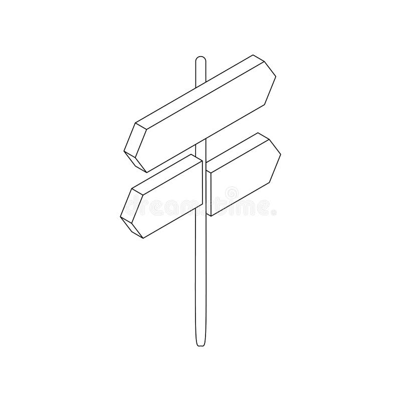 Direction Signs Icon, Isometric 3d Style Stock Illustration ...