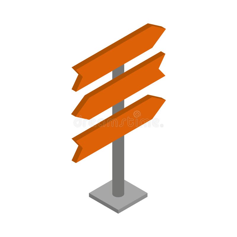 Direction Signs Icon, Isometric 3d Style Stock Illustration ...
