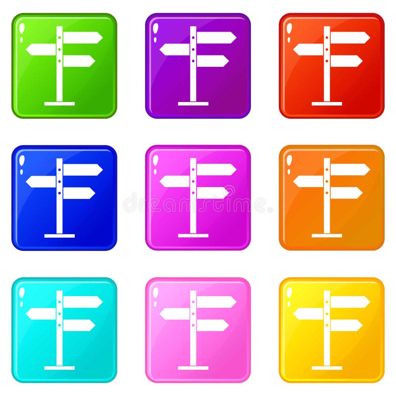Direction Signs Icons 9 Set Stock Vector - Illustration of choice ...