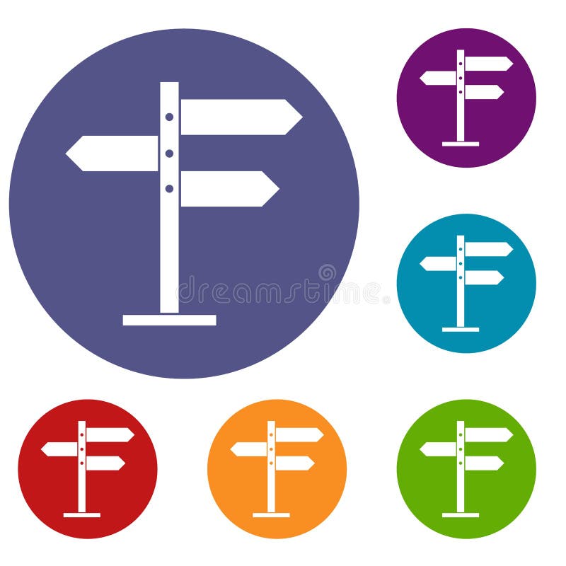 Direction signs icons set stock vector. Illustration of circle - 95683949