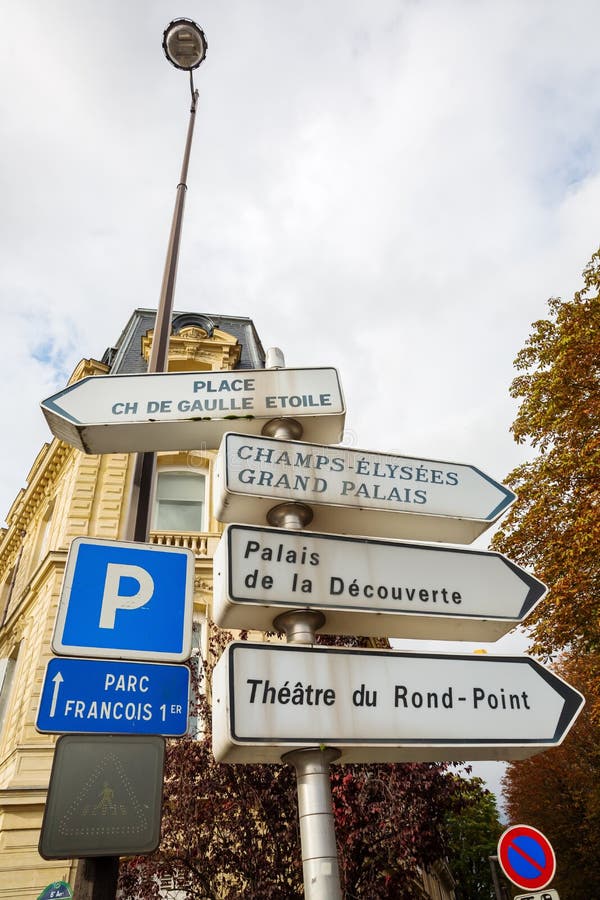 Direction Signs in Paris, France Stock Photo - Image of france, grand ...