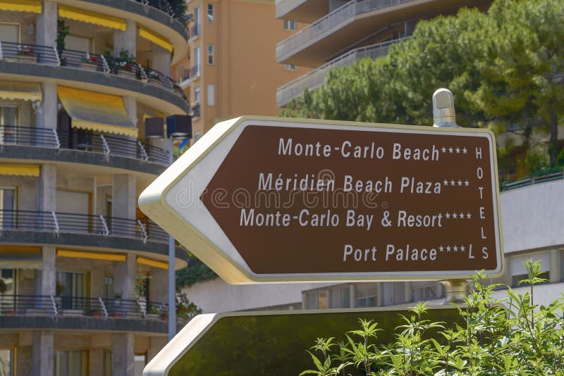 Direction Signs on a Post in Monte Carlo Monaco Editorial Image - Image ...