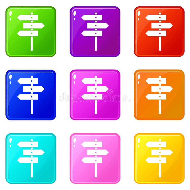 Direction signs set 9 stock vector. Illustration of post - 96430949