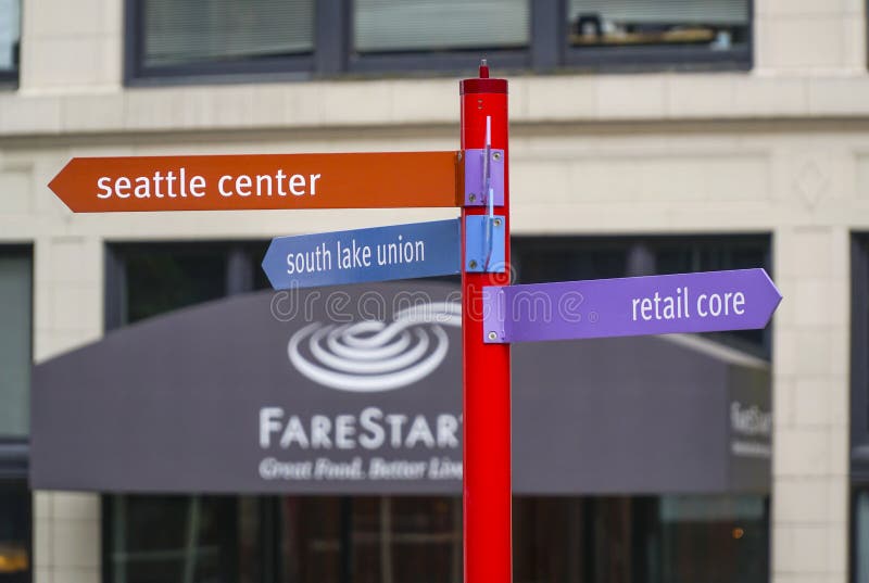 Direction Signs To Seattle Center - SEATTLE / WASHINGTON - APRIL 11 ...