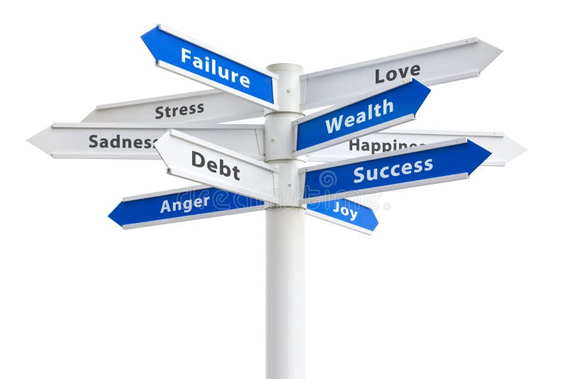 Direction Signs To Success and Failure Emotions Stock Image - Image of ...