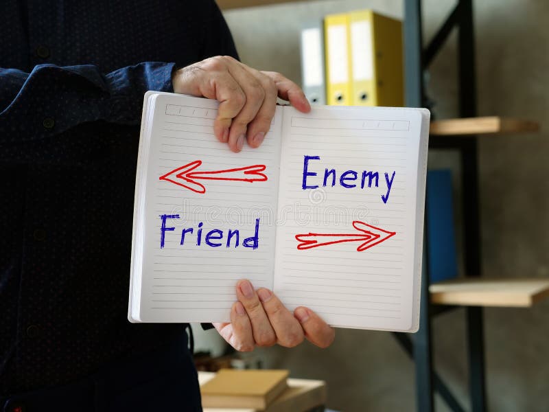 Direction Way To Friend Versus Enemy Contrast Concept Stock Photo ...