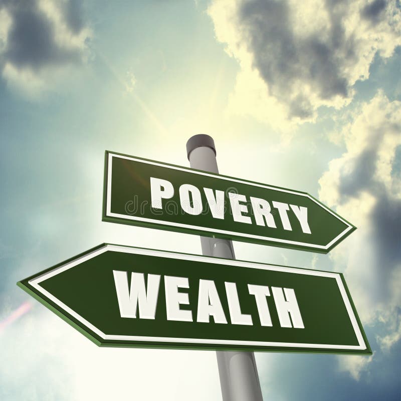 Direction of Wealth or Poverty Stock Illustration - Illustration of ...