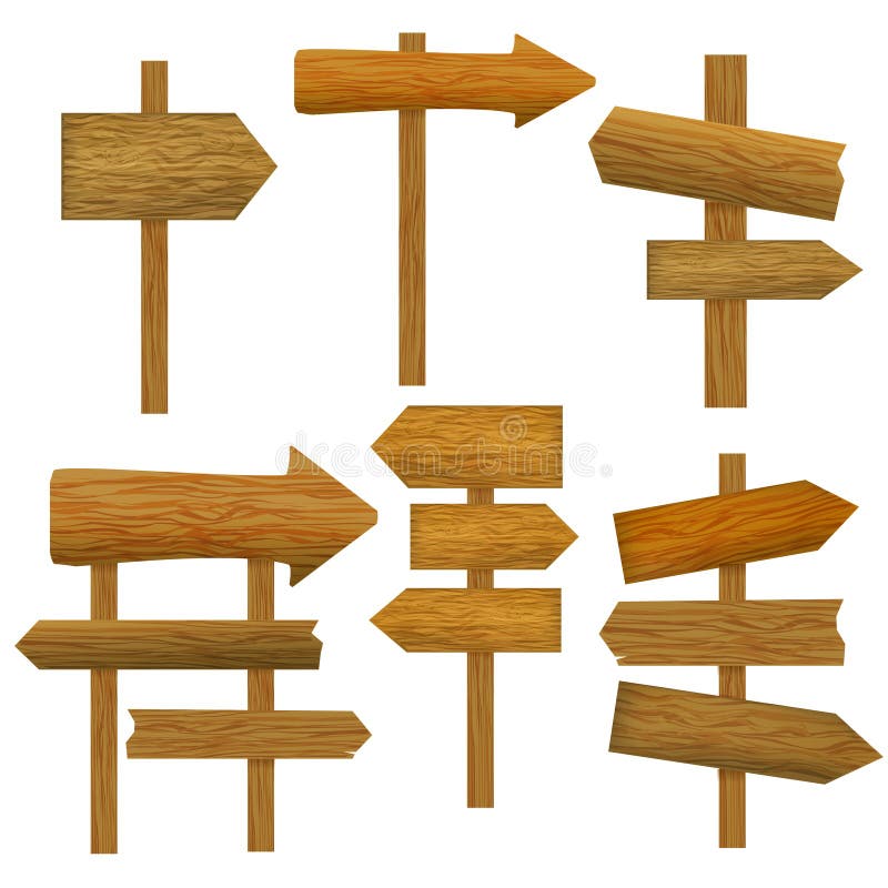 Direction Wooden Arrow Set. Vector Stock Vector - Illustration of ...