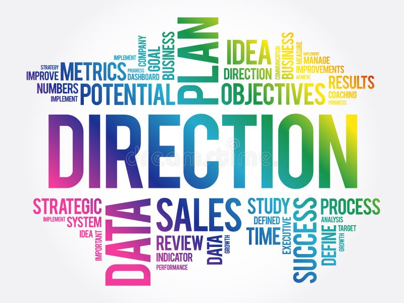 Direction word cloud stock illustration. Illustration of motivational ...