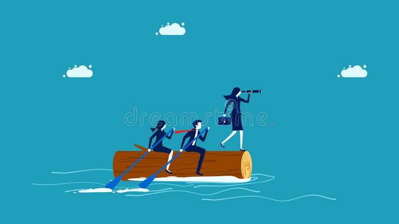 Direction of Working As a Team. a Team of Businessmen Sailing in the ...