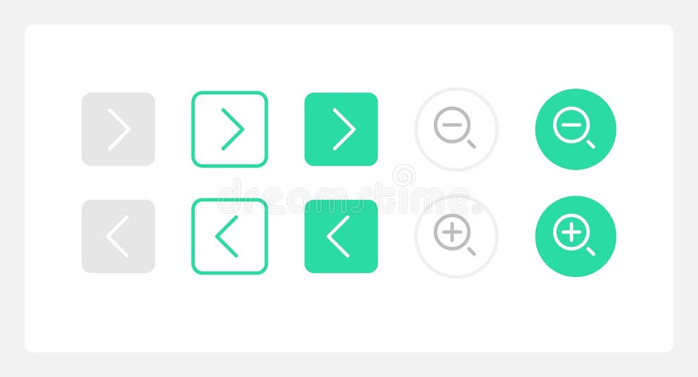Direction and Zoom Buttons UI Elements Kit Stock Vector - Illustration ...