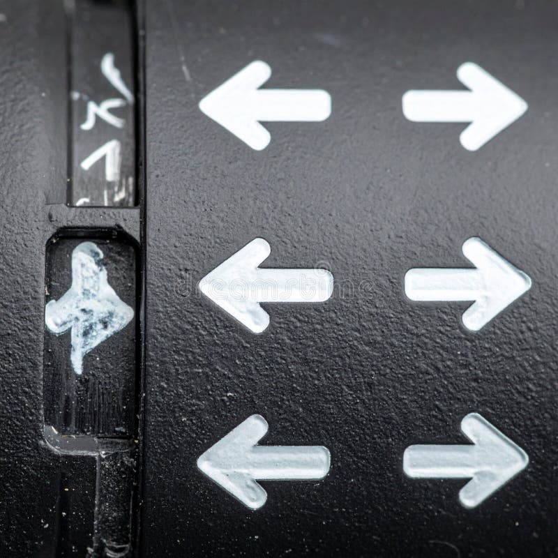 Directional Arrow Buttons on a Worn Control Panel Stock Illustration - Illustration of pointing ...