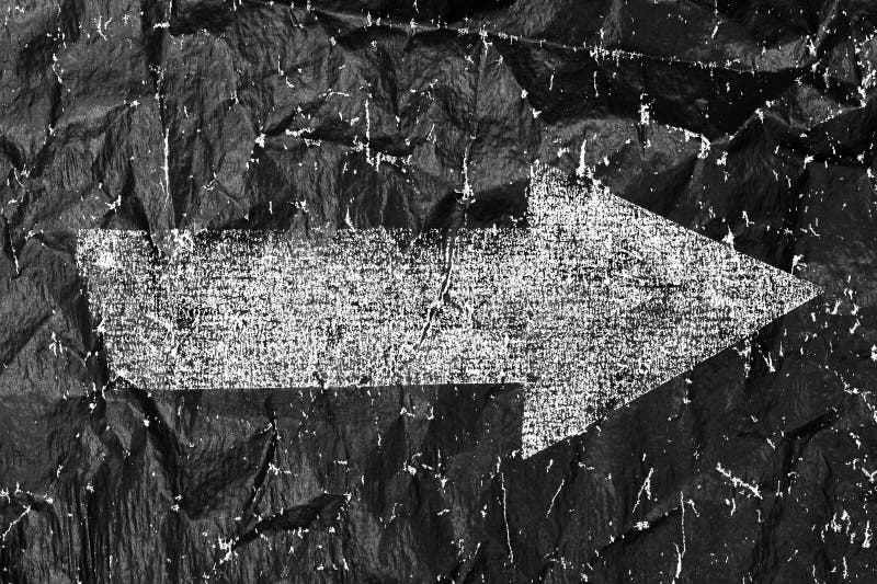 Directional Arrow Drawn in White on Crumpled Black Paper Showcasing ...
