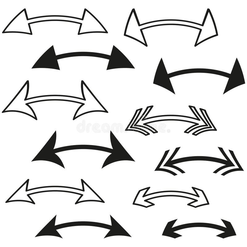 Directional Arrow Icon. Double Pointed Symbol Set. Outline Navigation ...