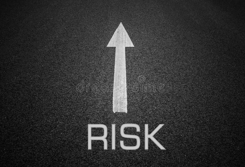 Risk arrow on pavement stock illustration. Illustration of crossroads ...