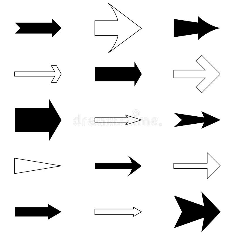 Directional Arrow Shapes. Graphic Navigation Symbols. Bold Vector ...