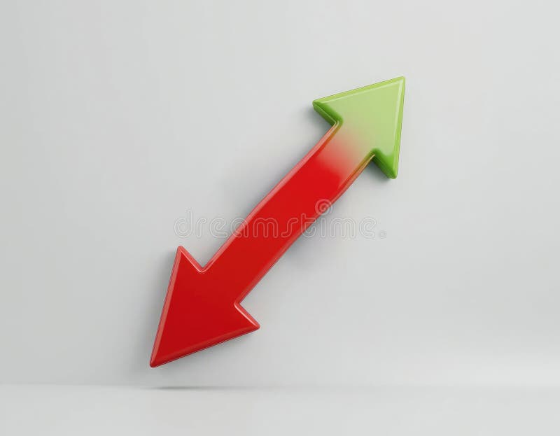 Directional Arrow Showing Up and Down Growth in Red and Green Stock ...