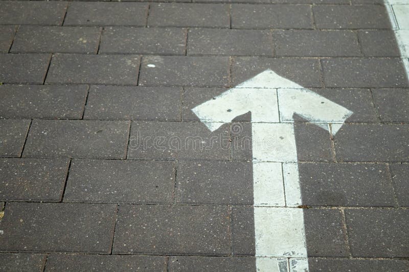 Directional Arrow Straight Ahead on the Road Stock Image - Image of ...