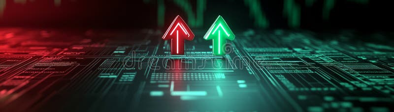 Directional Arrows on Circuit Board Visualizing Data Flow and ...