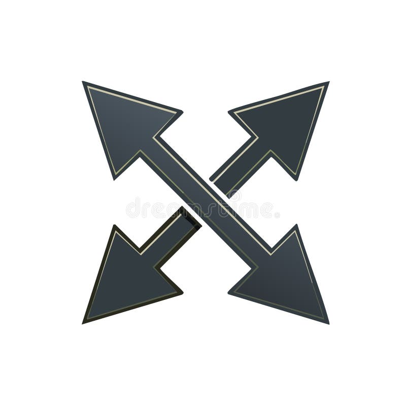 Directional Arrows Design Four Way Expansion Pointer Navigation Symbol Stock Vector ...