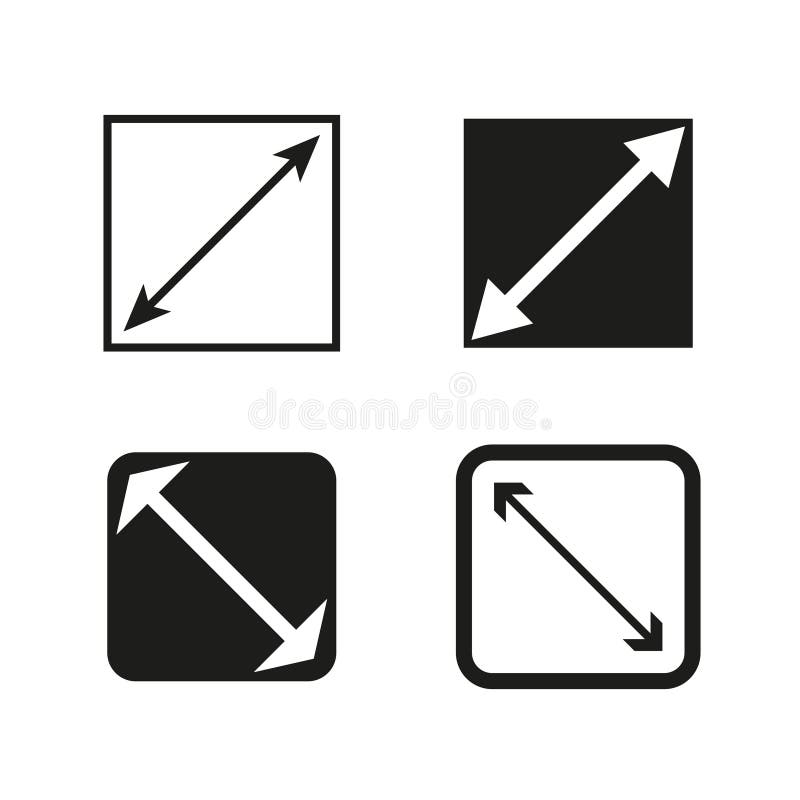 Directional Arrows Icon Set. Diagonal Arrows in Squares. Vector ...