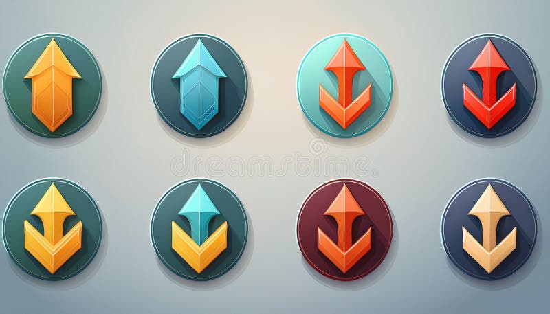 Directional Arrows in Vibrant Flat Design for Creative Projects Stock ...