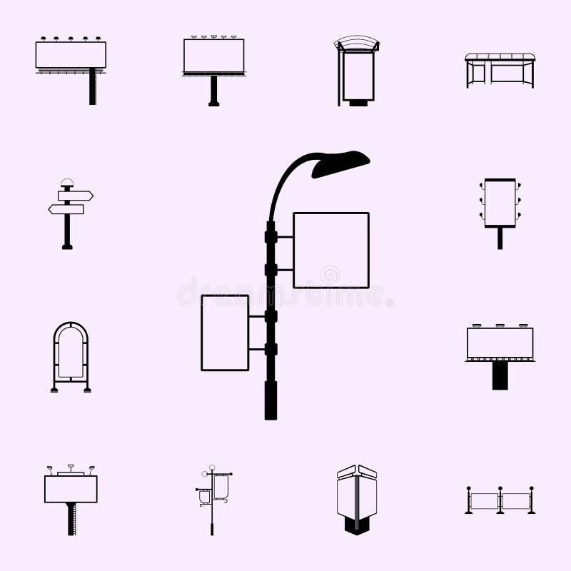 Directional Billboard Icon in Monochrome Style Isolated on White ...