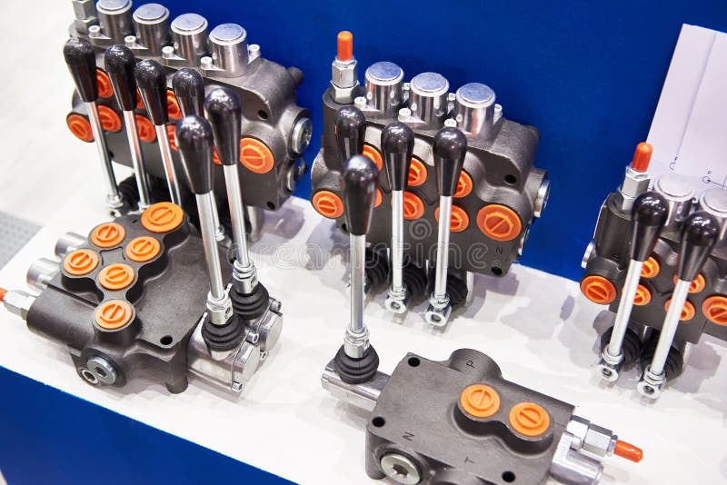 Directional Control Valves for Hydraulic Stock Photo - Image of shop ...