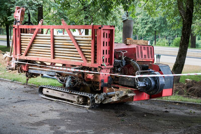 Directional Drill Machine or Drilling Rig Stands on Paved Asphalt ...