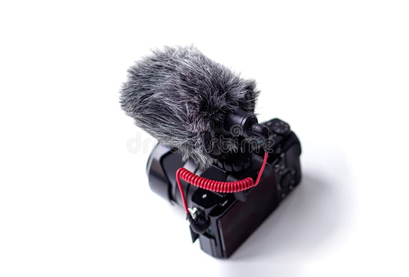Directional External Microphone with Synthetic Fluffy Windshield. Stock ...