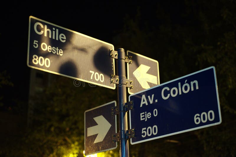 Directional Road Sign on the Side of an International Highway in the ...