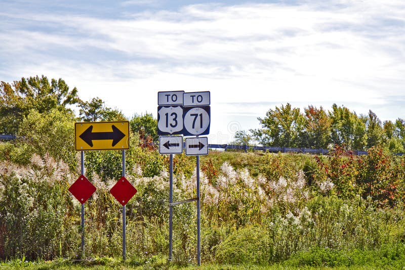 Traffic Right or Left Sign on the Road Stock Image - Image of route ...