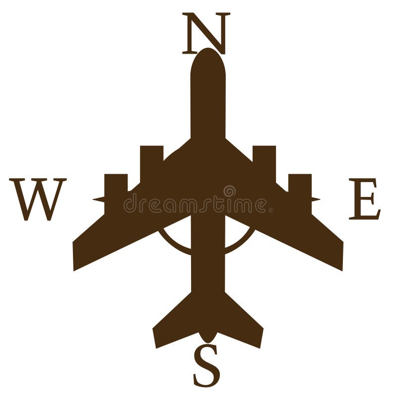 Directional Sign with Airplane Stock Illustration - Illustration of ...