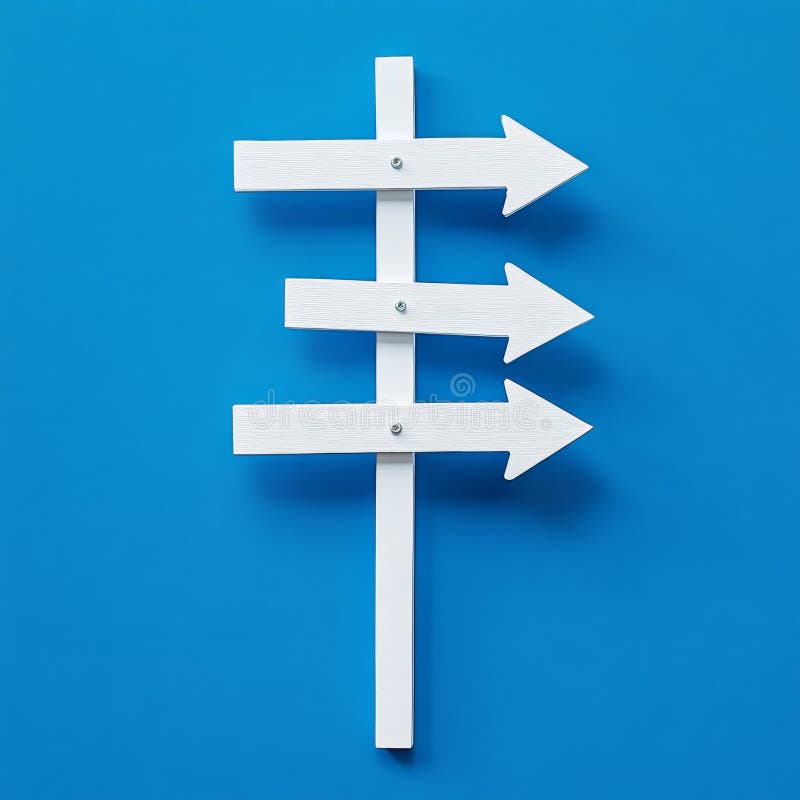 Directional Sign with Four Arrows on Blue Background Symbolizing ...