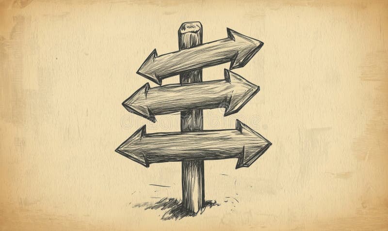 Directional Signpost with Three Arrows Indicating Different Paths on ...