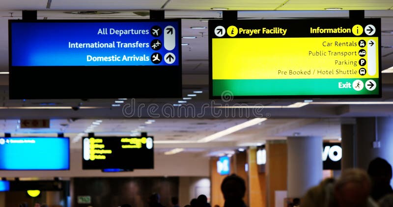 Directional Signs at Airport Terminal Stock Video - Video of guidance ...