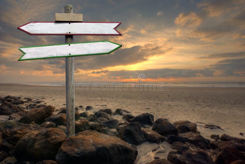 Directional signs stock image. Image of coastline, orange - 33856627