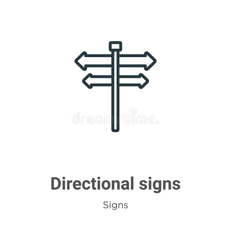 Directional Signs Outline Vector Icon. Thin Line Black Directional ...