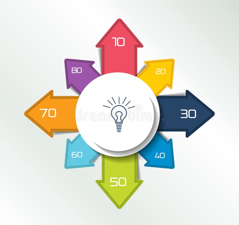 Six Directions Color Arrows Design Diagram, Chart, Template ...