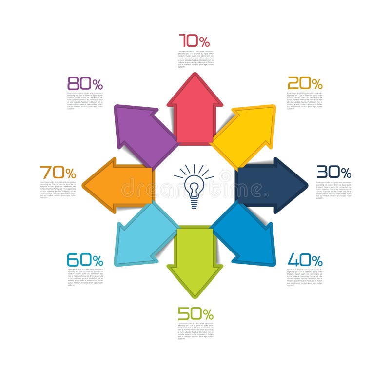 Six Directions Color Arrows Design Diagram, Chart, Template ...