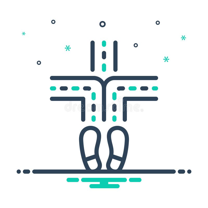 Mix Icon for Directions, Intersection and Footstep Stock Illustration ...